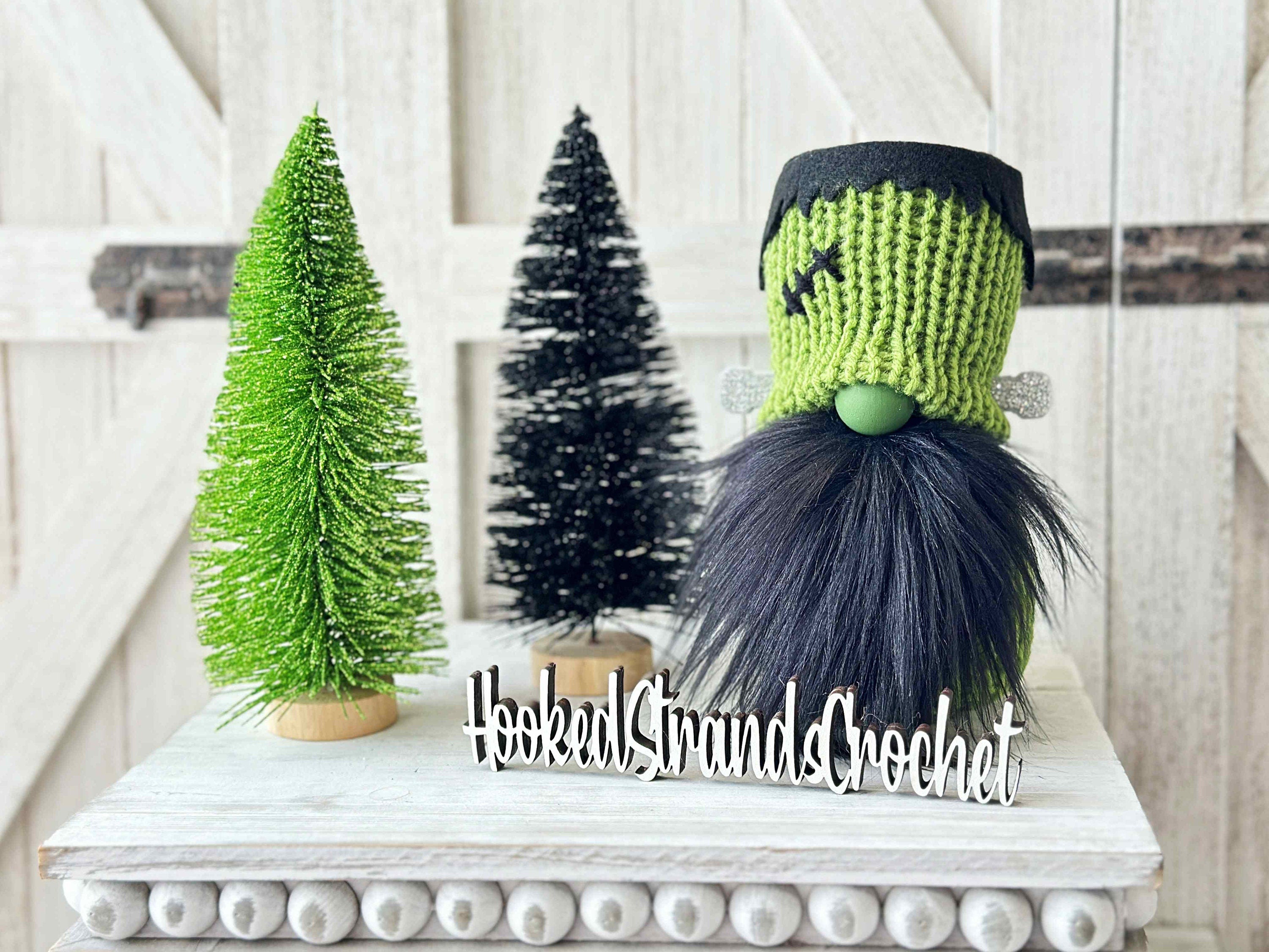 Halloween Frankenstein monster knit gnome - Tiered tray decor – Hooked ...
